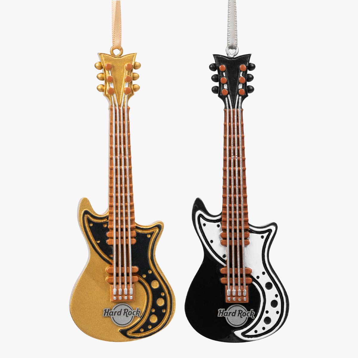 Deck the Halls with Hard Rock: Guitar Ornament Set in Black and Gold ...